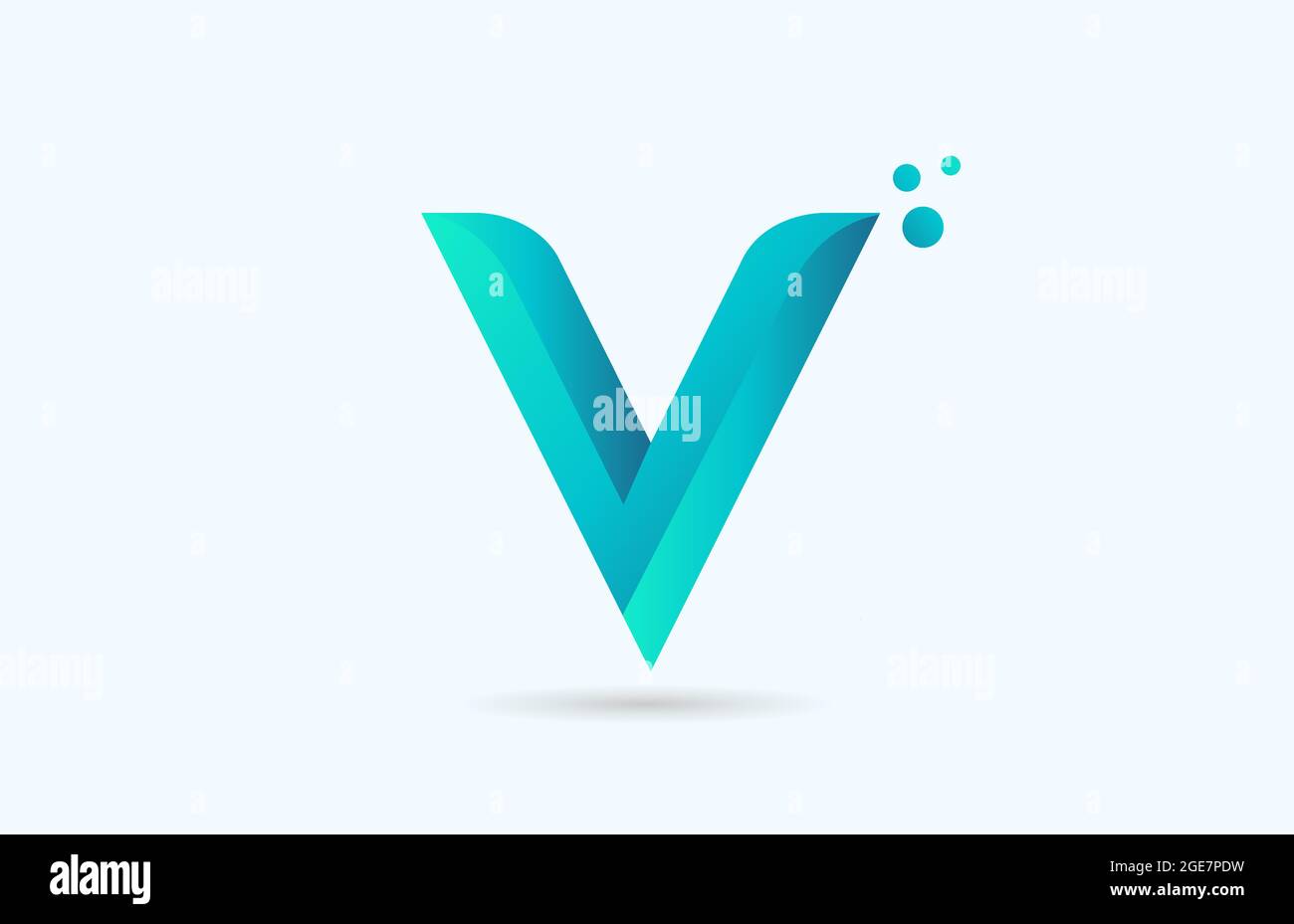 blue gradient V alphabet letter logo template. Creative design icon for ...