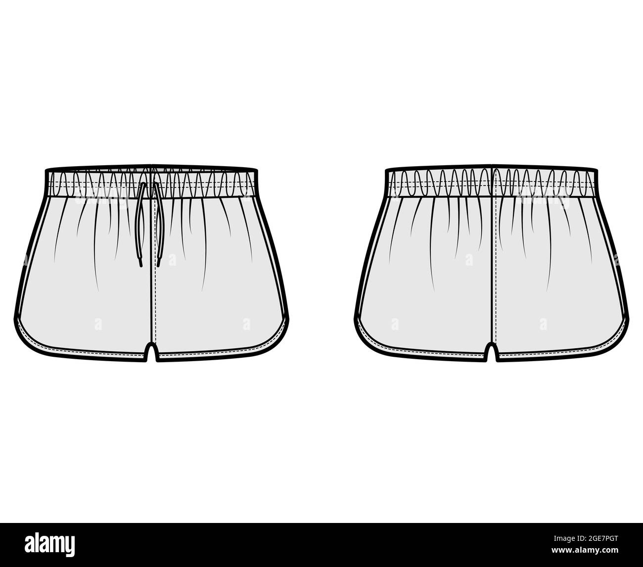 Sport training shorts Activewear technical fashion illustration with ...