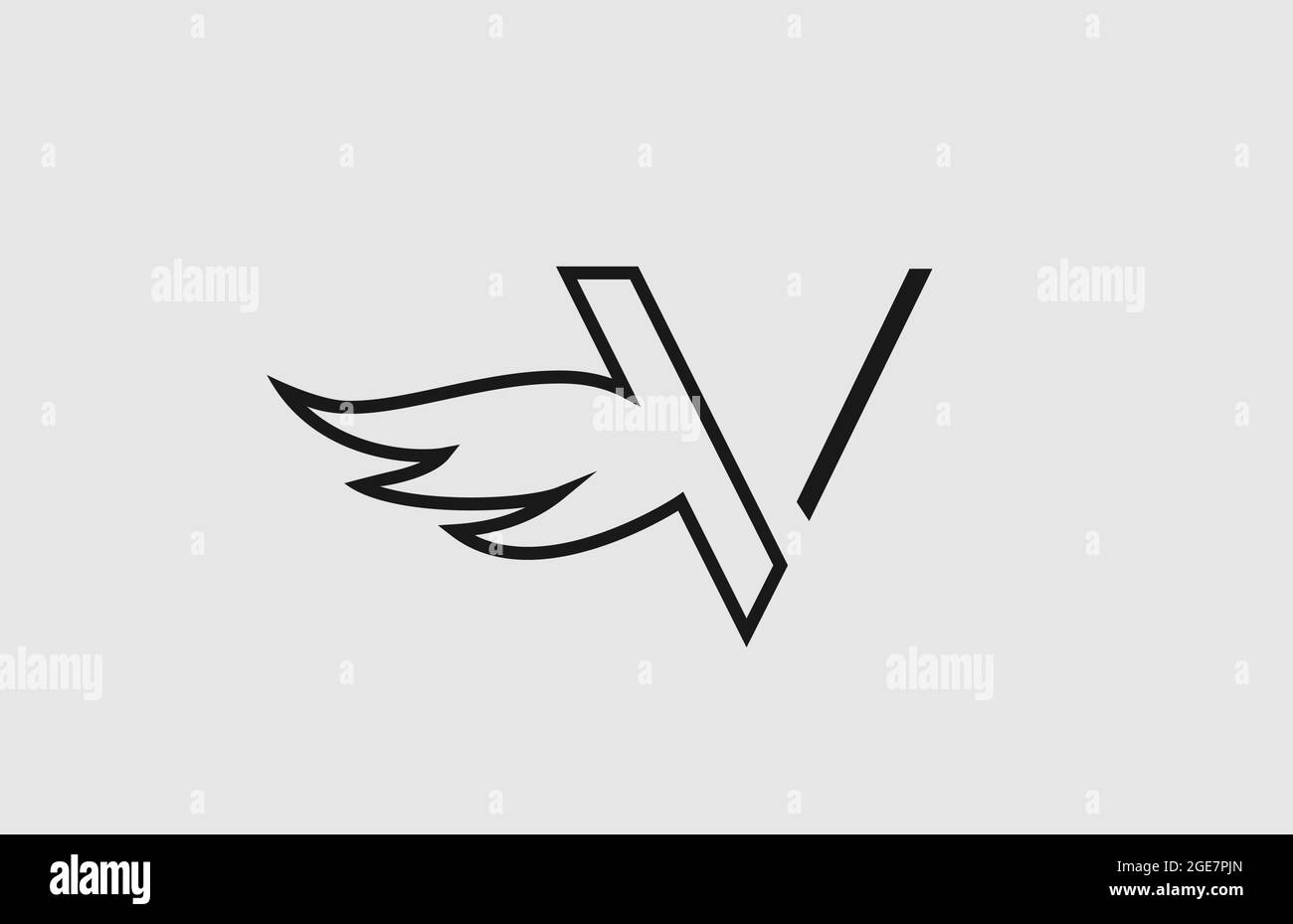 black white V simple alphabet letter logo icon with line design ...