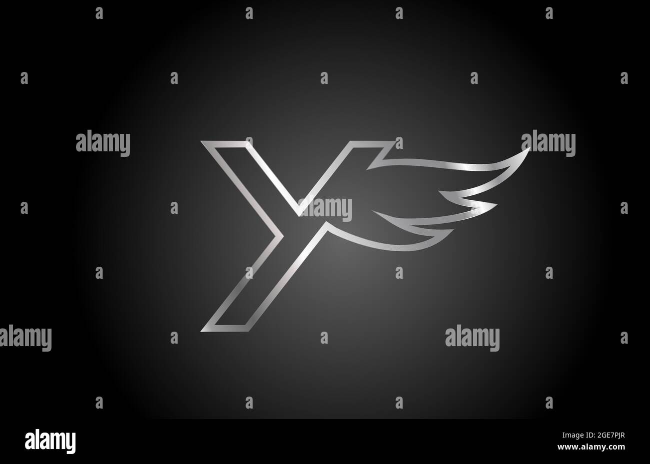 black grey Y alphabet letter logo icon with line design. Creative wing ...