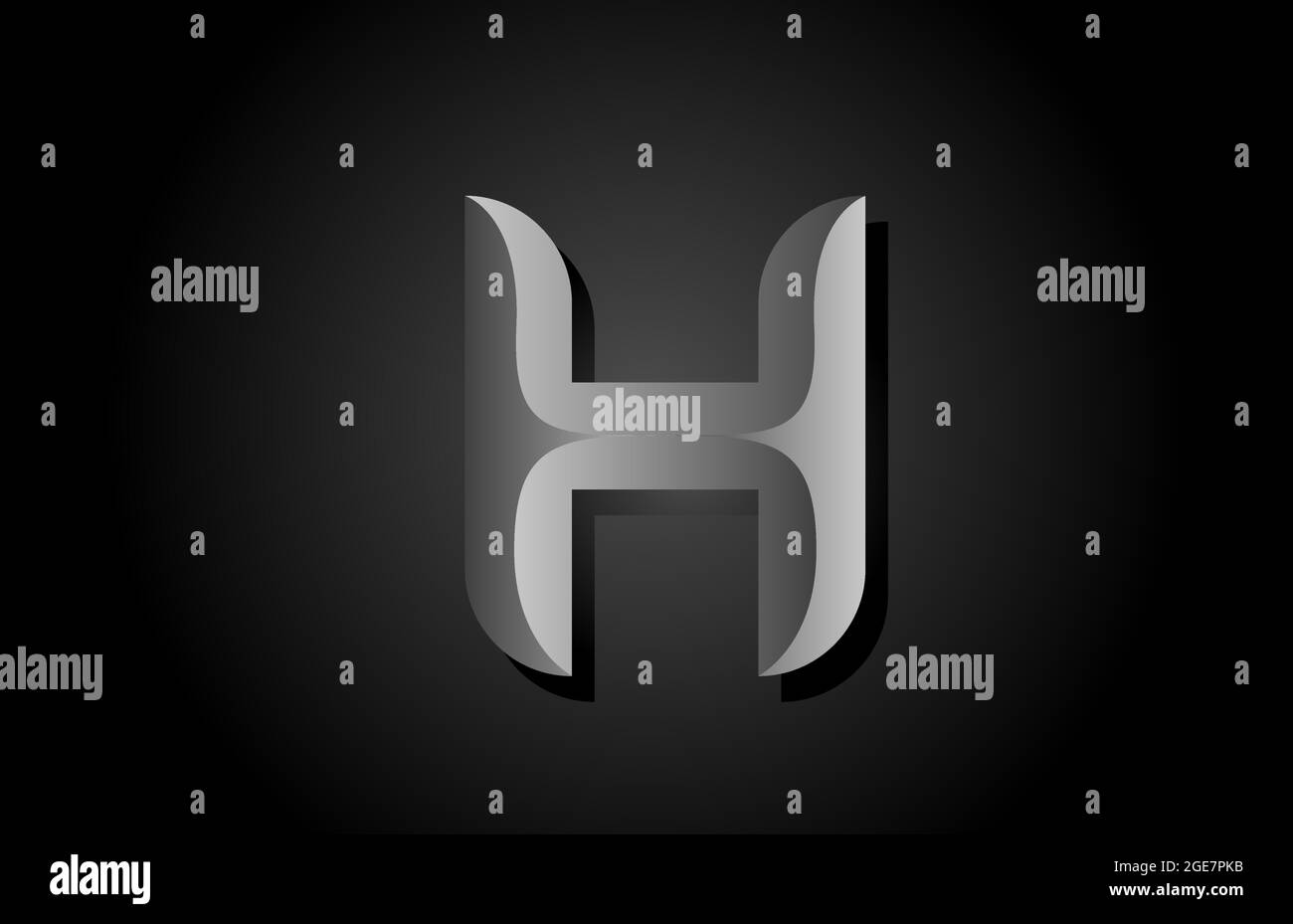 black grey gradient H alphabet letter logo icon. Creative design ...