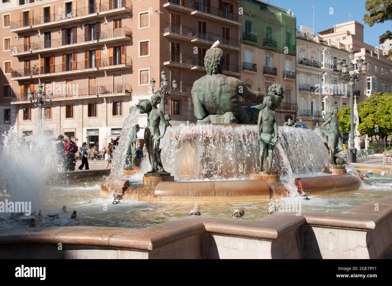 Statue of Neptune, Plaza de la Virgen, Valencia, Spain, Europe Stock ...