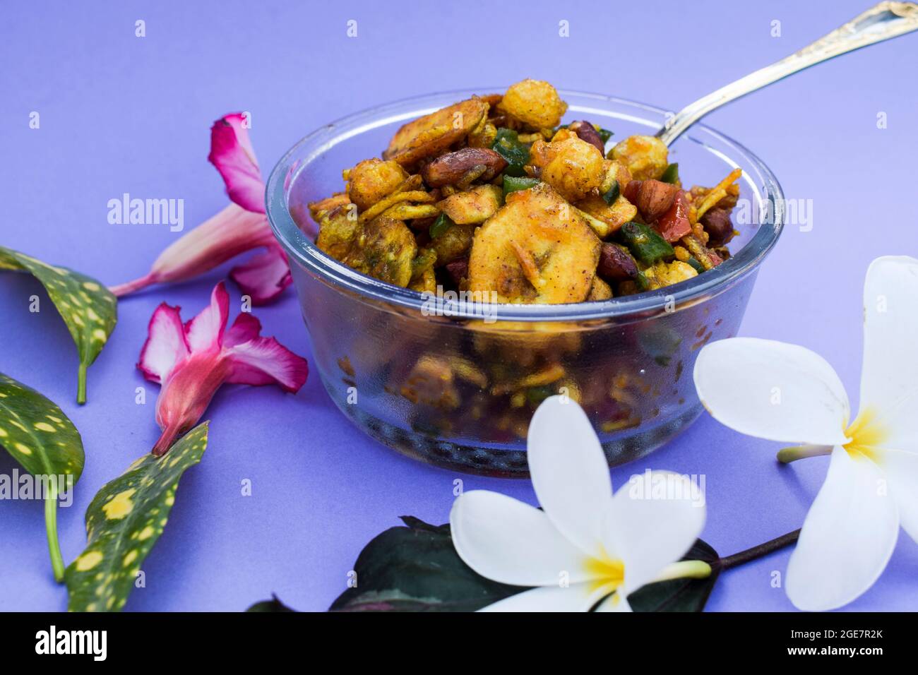 Farali bhelpuri made with faradi ingredients like banana chips, sago ...