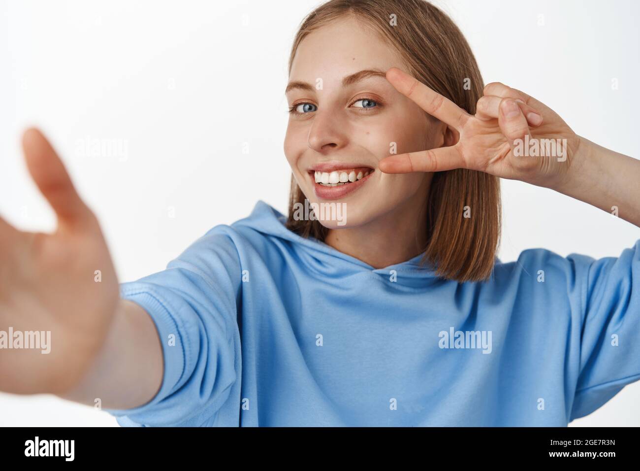 Hand Holding Up Peace Sign High Resolution Stock Photography and Images ...