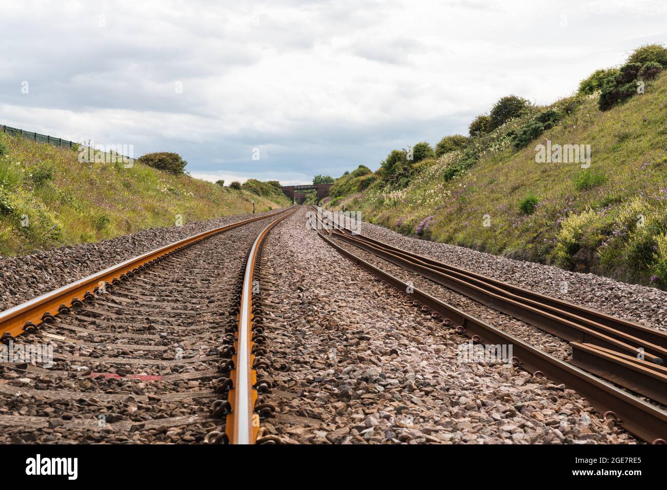 Train line at Durham Heritage Coast Stock Photo - Alamy