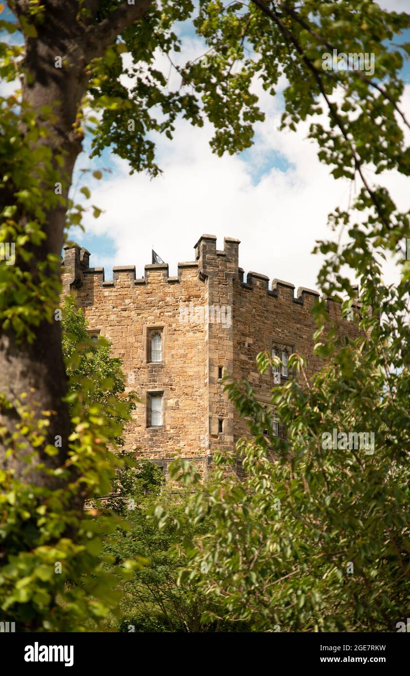 Durham City Castle Through Trees, Northern England Stock Photo - Alamy