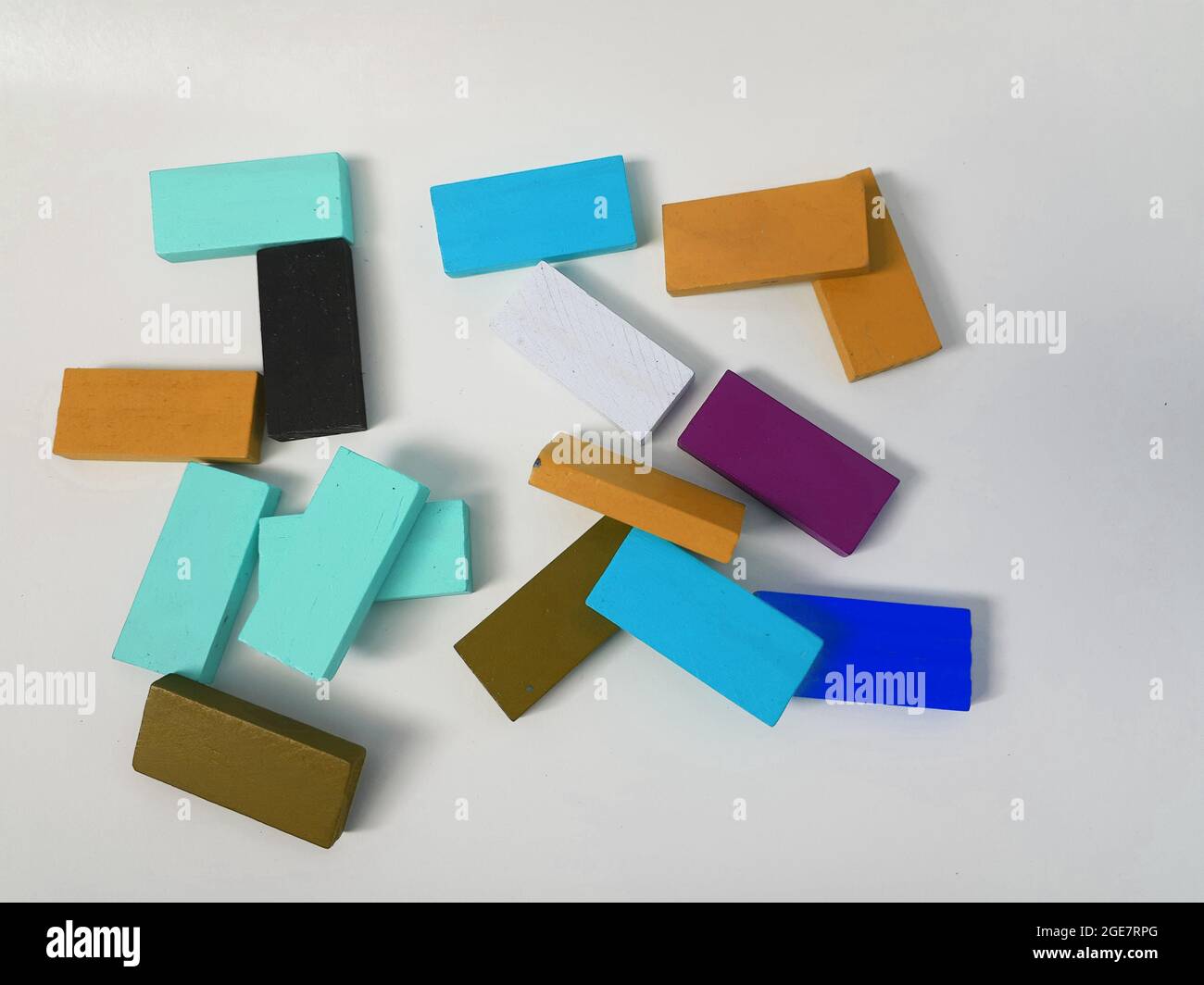 Closeup of colorful or multicolor rectangle shape wooden kids toy ...