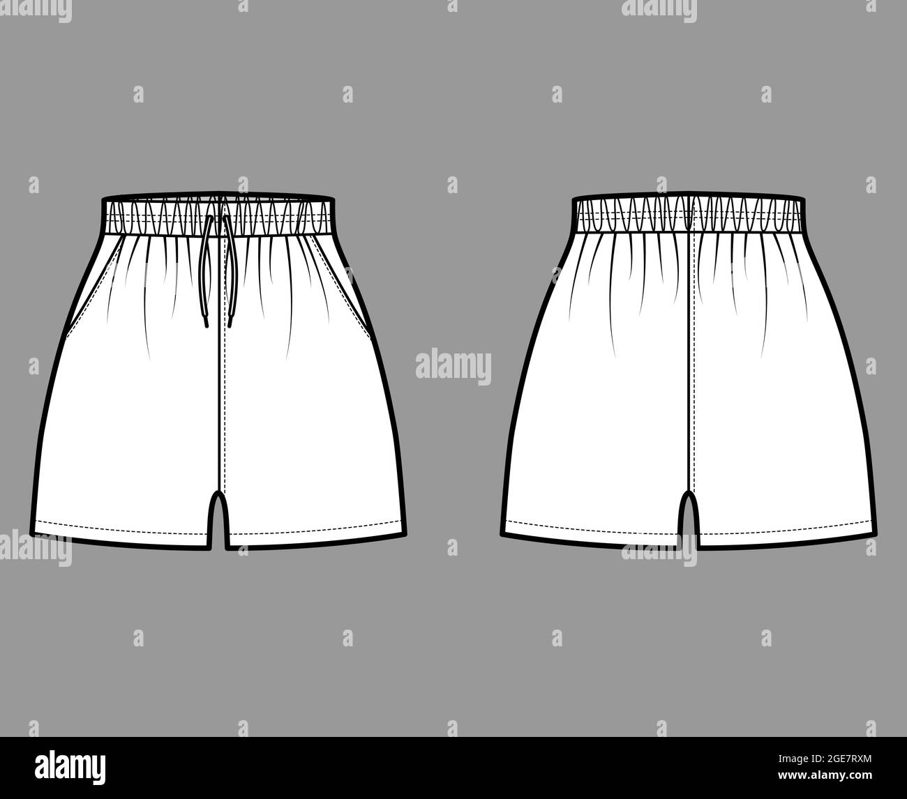 Sport training shorts Activewear technical fashion illustration with ...