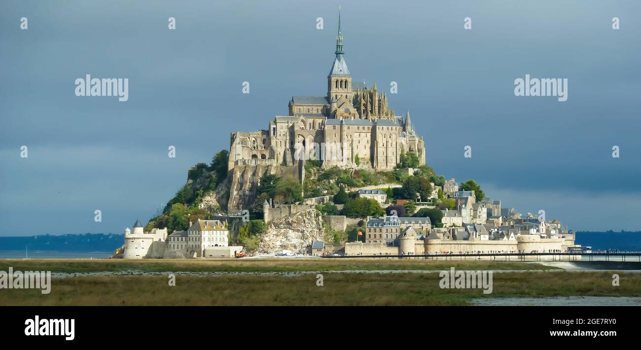 View on french island during low tide illuminated by morning sun with ...