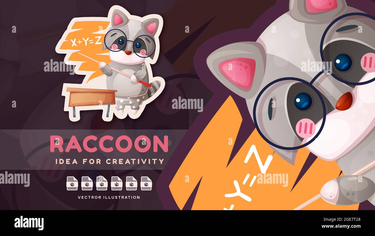 Raccoon teaches math at school. Vector eps 10 Stock Vector Image & Art ...