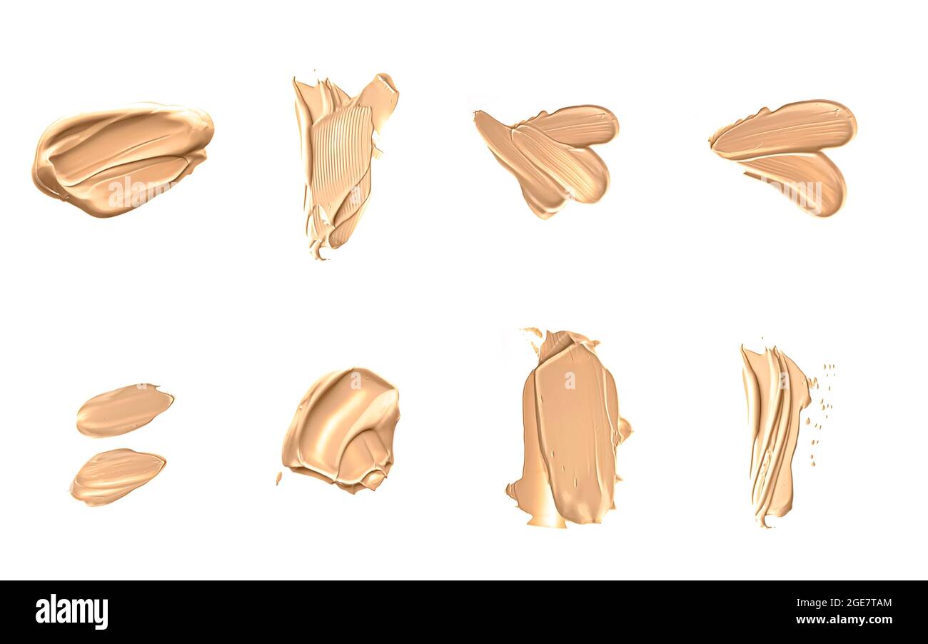 Beige beauty cosmetic texture isolated on white background, smudged ...