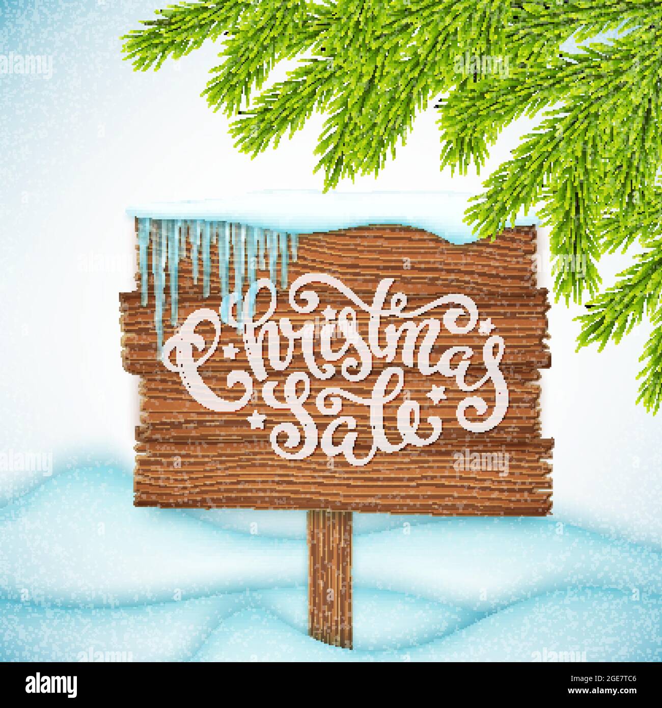 Christmas sale poster with hand-drawn lettering, vector illustration ...