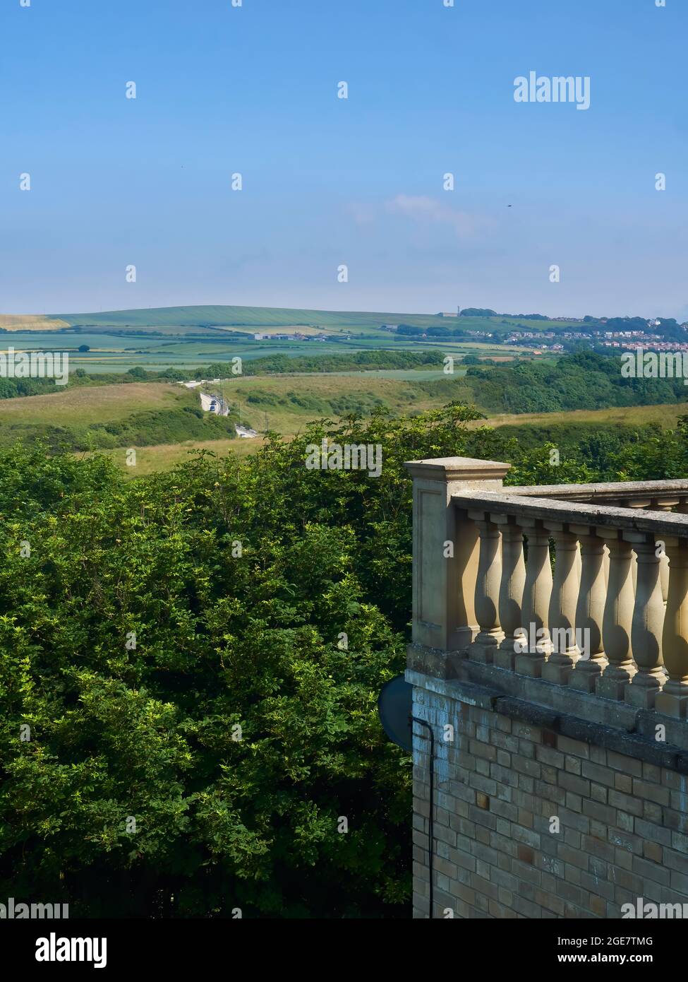 A view across the Skelton Beck valley from the top of the cliffs ...