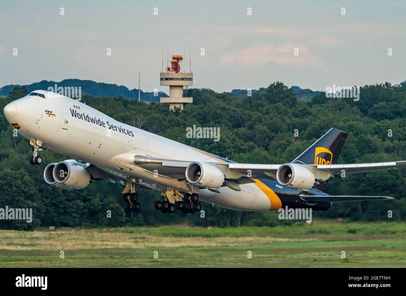 Cologne-Bonn Airport, CGN, UPS Airlines cargo plane Boeing 747, during ...