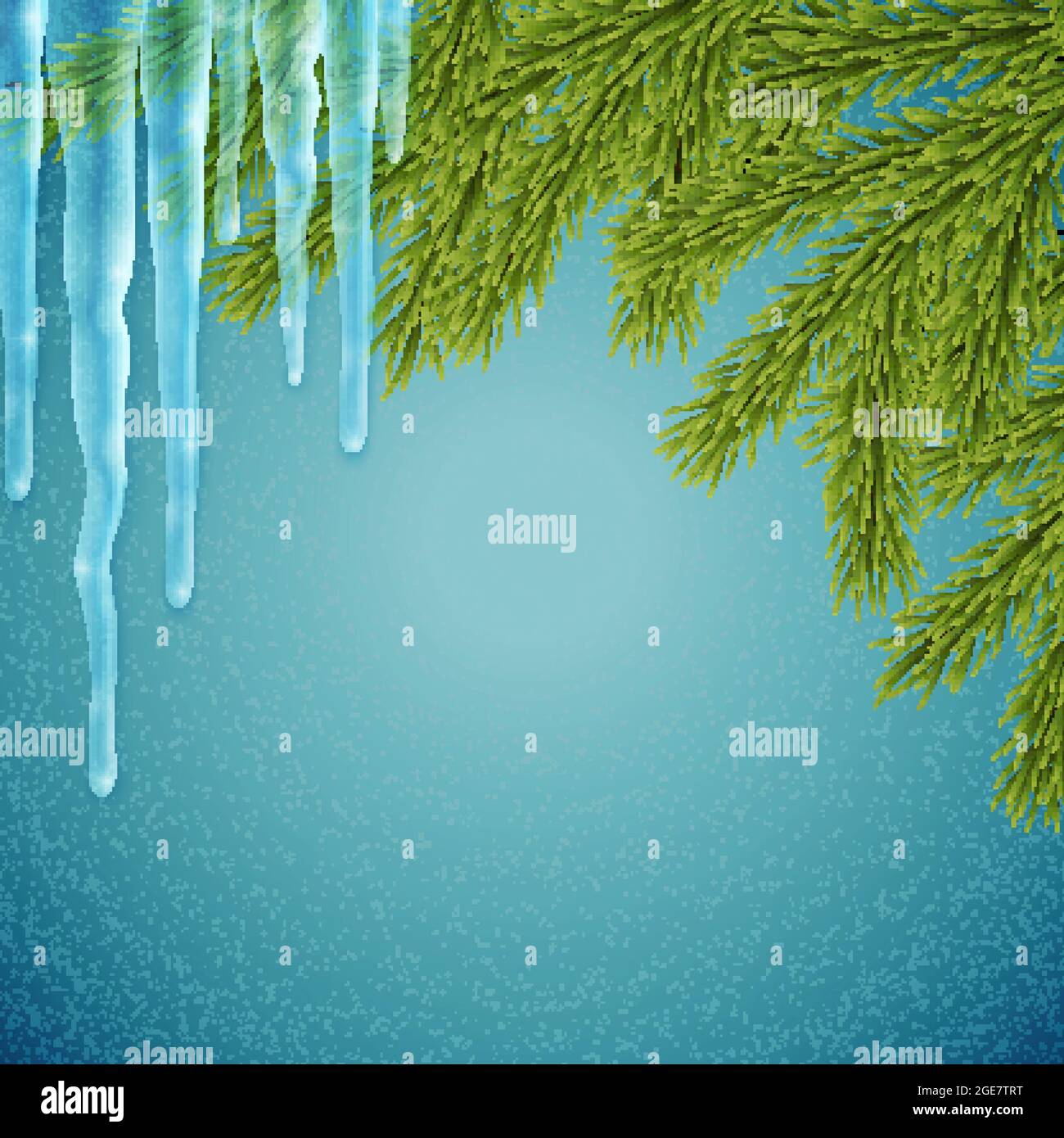 Realistic christmas background with fir tree and icicles , vector ...