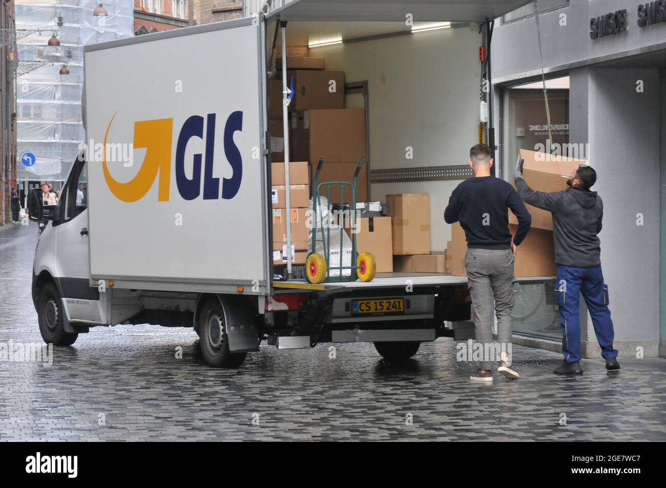 Copenhagen, Denmark., 17 .August 2021,/GLS delivery van delivery good ...