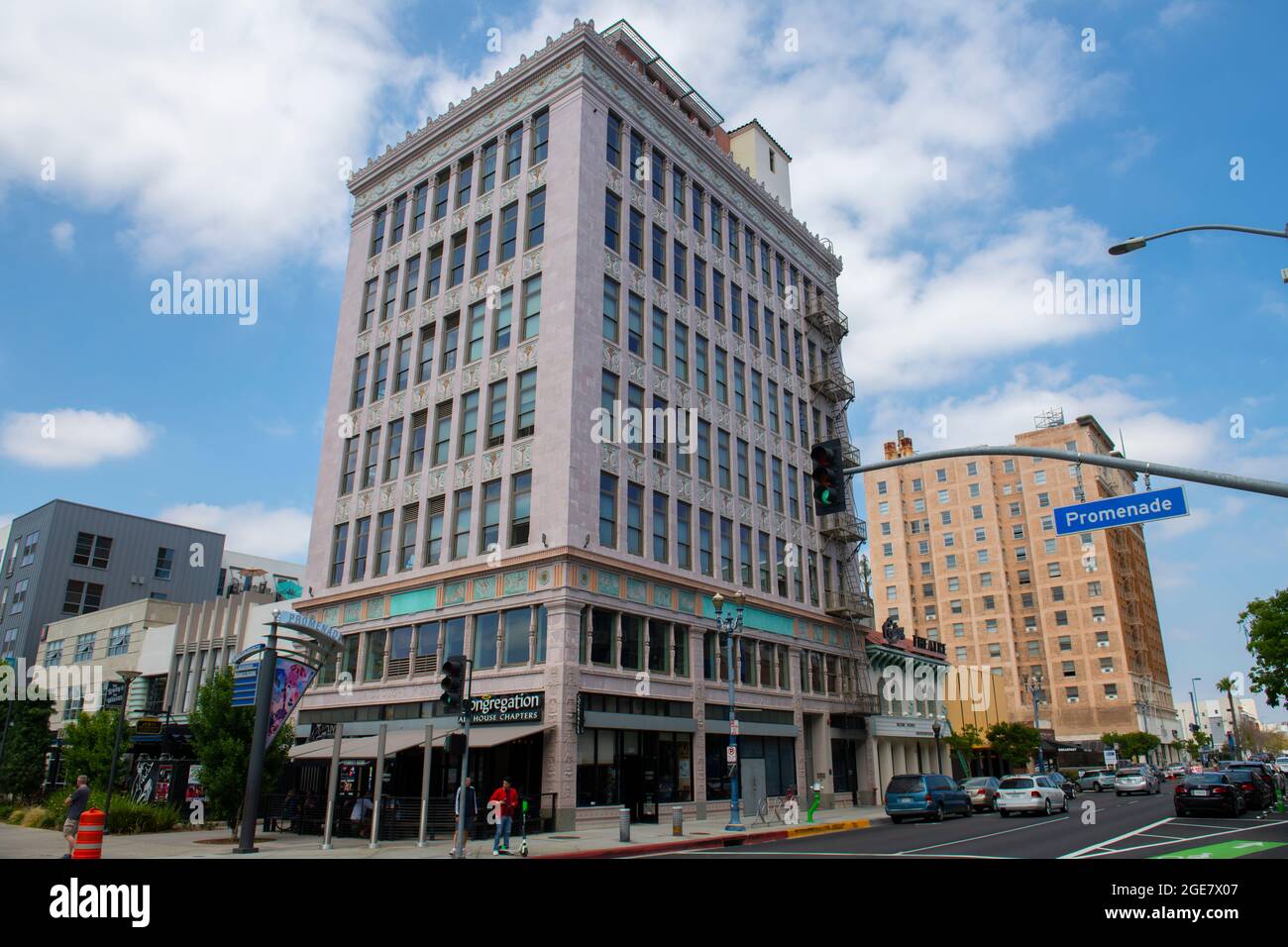 Long Beach buildings on Broadway and Promenade in downtown Long Beach ...