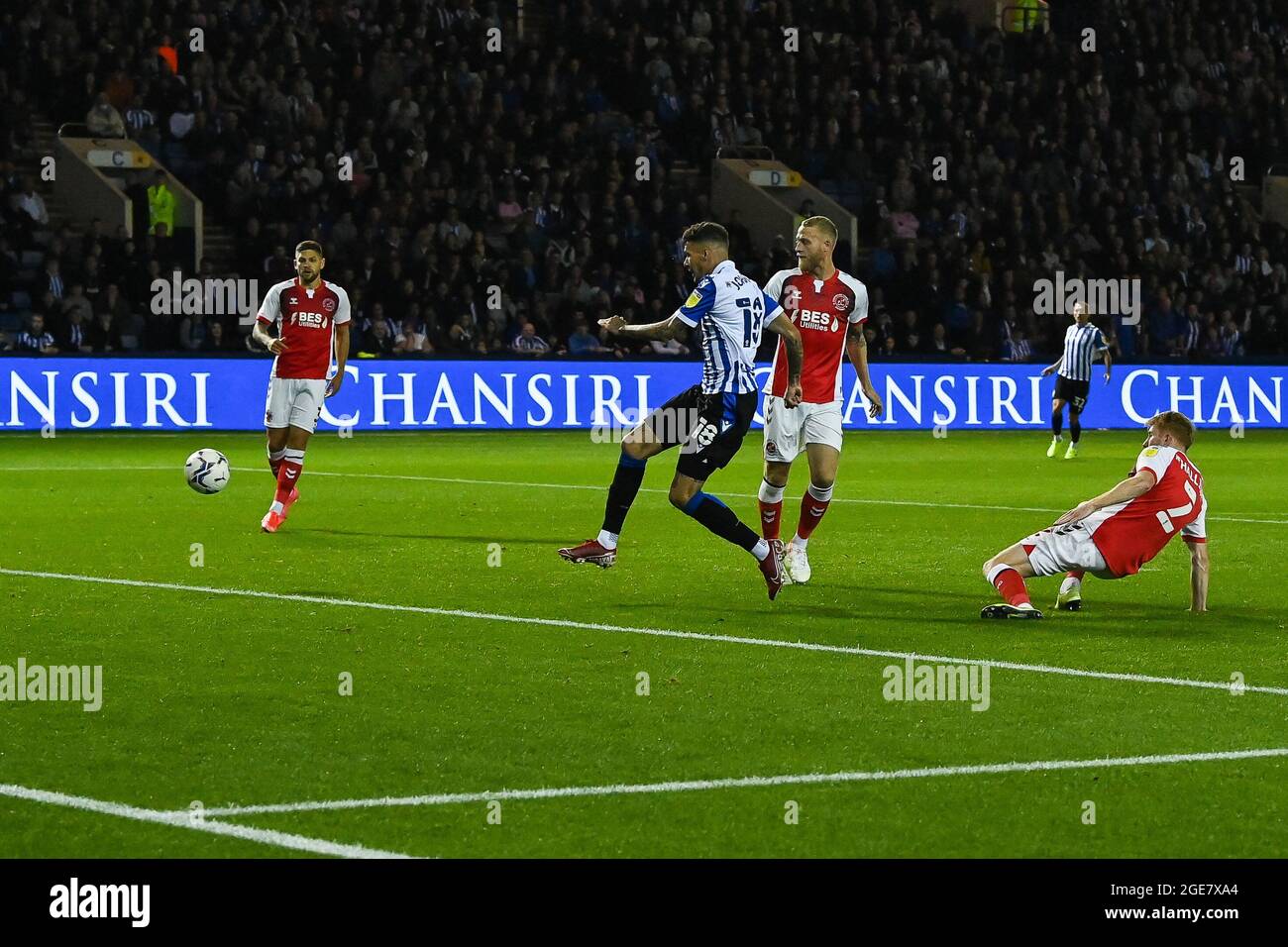 Marvin Johnson #18 of Sheffield Wednesday shoots on goal in, on 8/17 ...