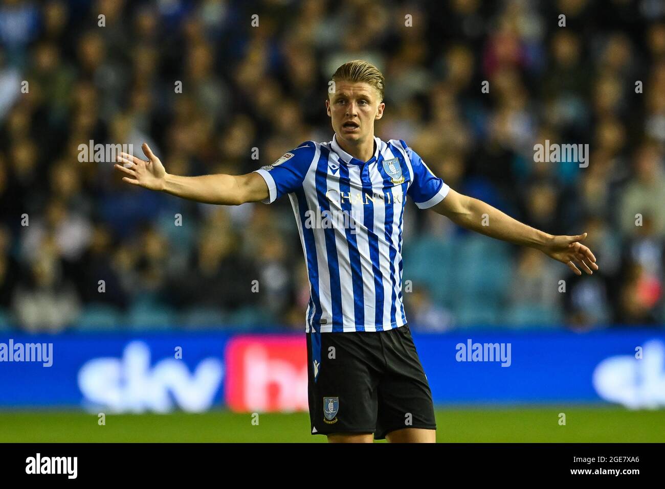 George Byers #14 of Sheffield Wednesday gives his team instructions in ...