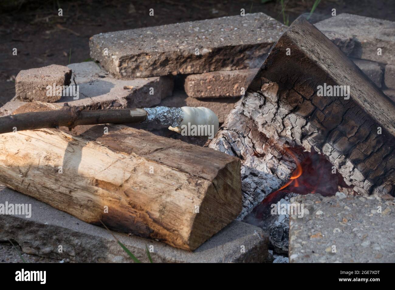 bread baking on the campfire Stock Photo - Alamy