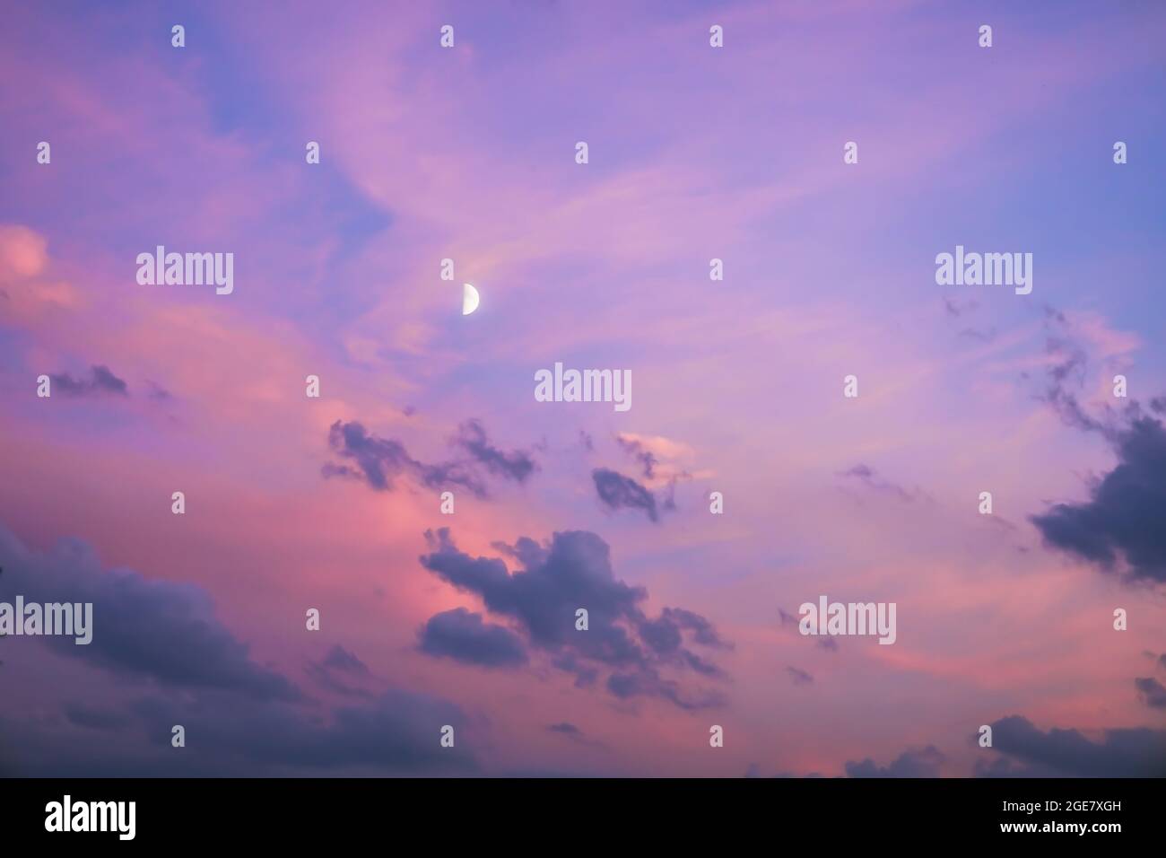 Majestic dusk. Twilight in the evening with gentle sunlight. Abstract ...
