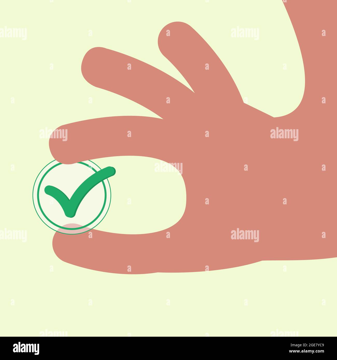 Hand holding a check symbol Stock Vector Image & Art - Alamy