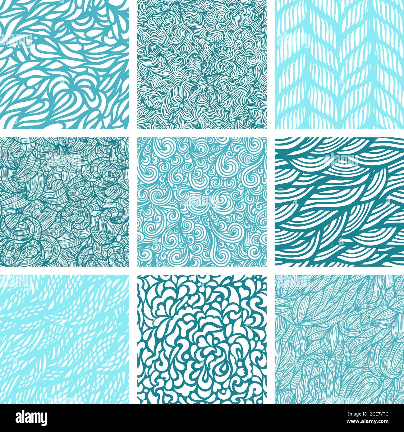 Set of nine wave patterns. Seamless pattern background Stock Vector ...