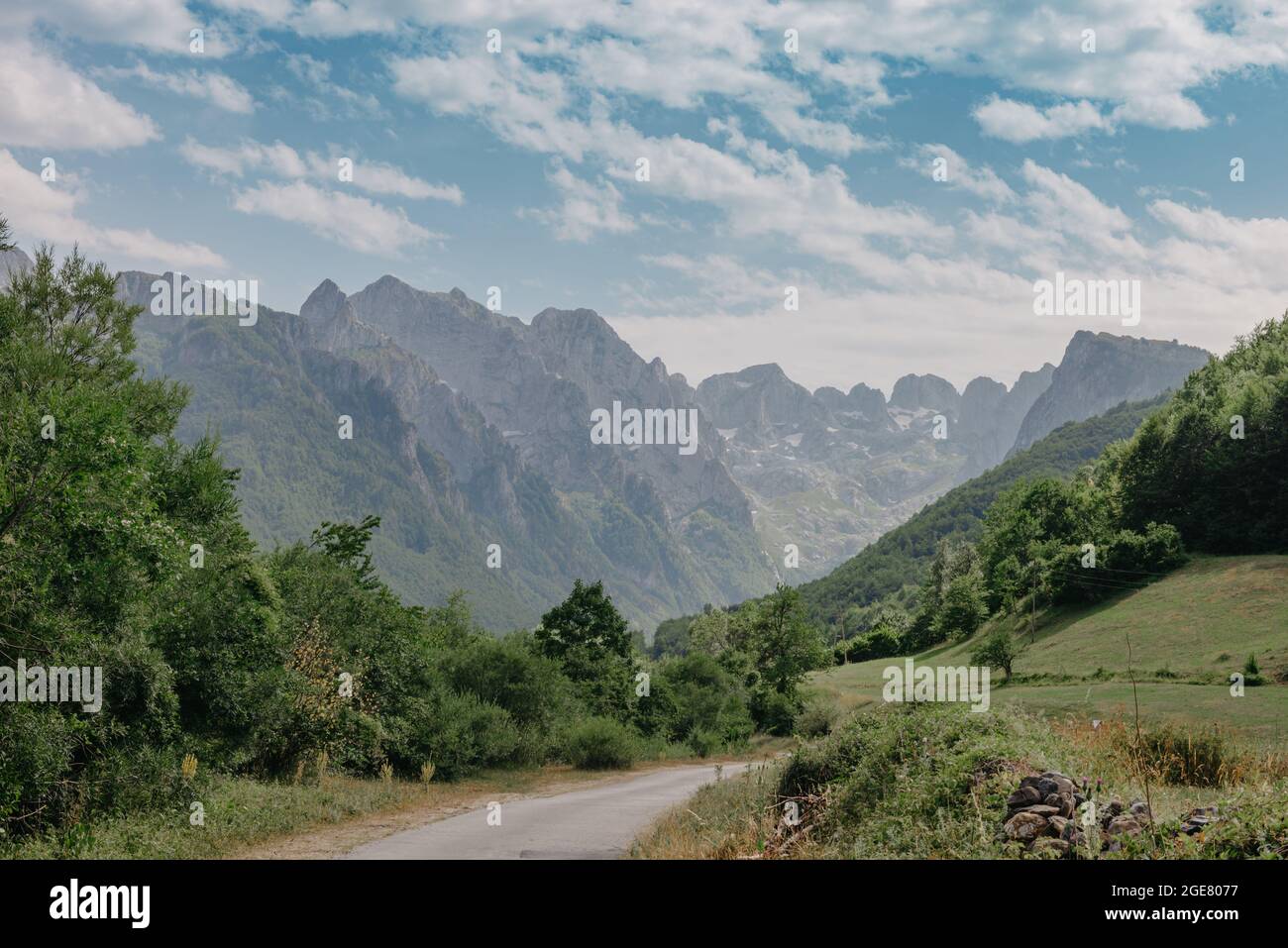 A view of the accursed mountains in the Grebaje Valley. Prokletije ...