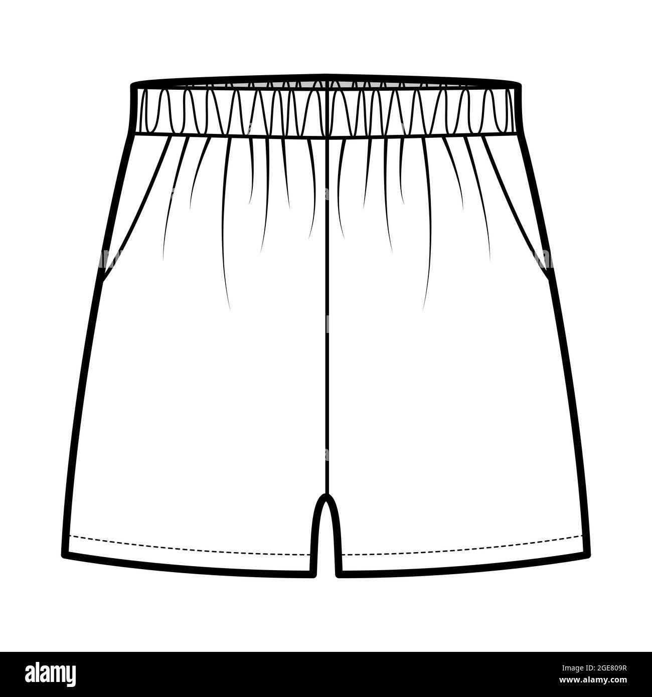 Sport training shorts Activewear technical fashion illustration with ...