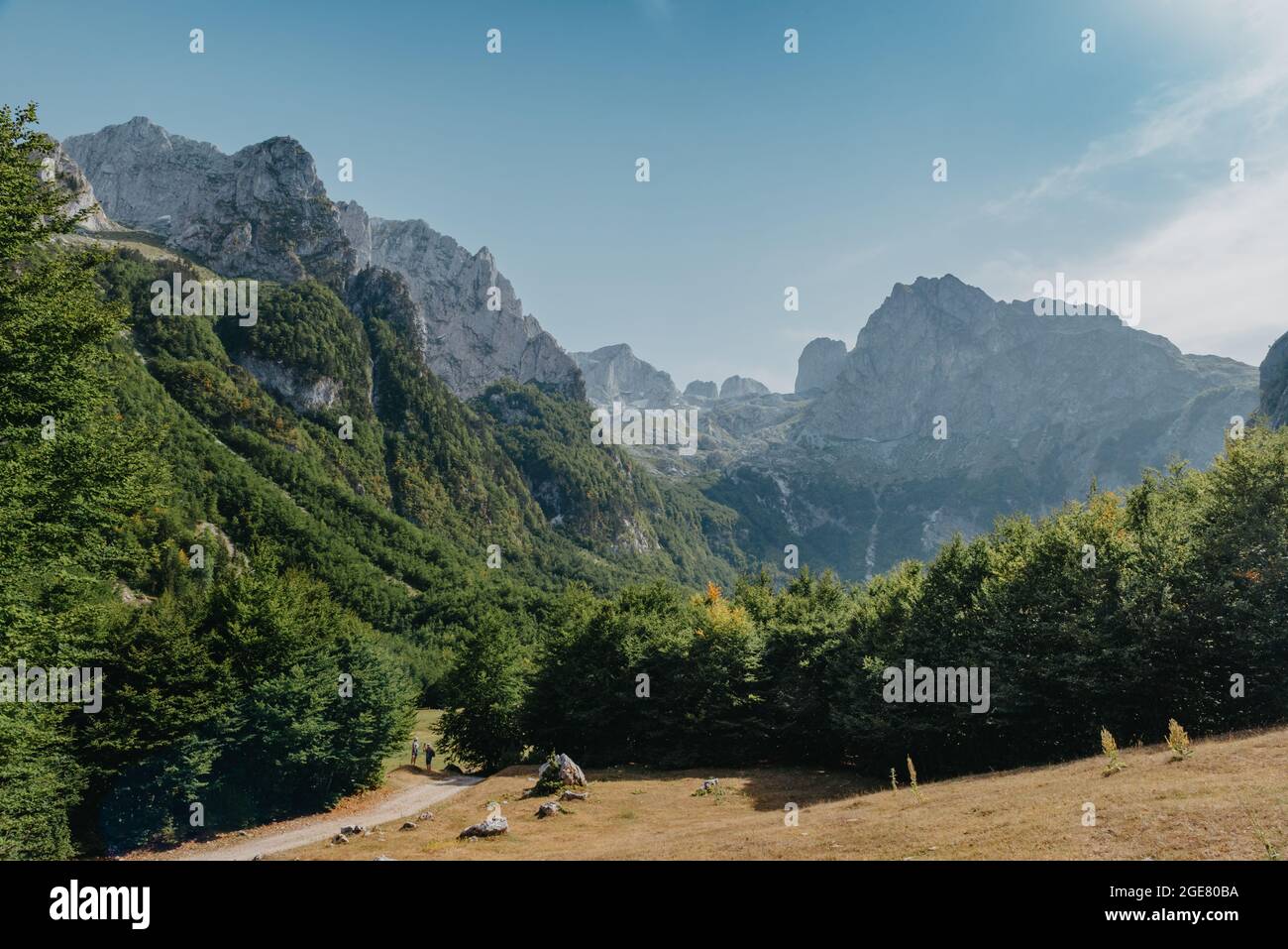 A view of the accursed mountains in the Grebaje Valley. Prokletije ...