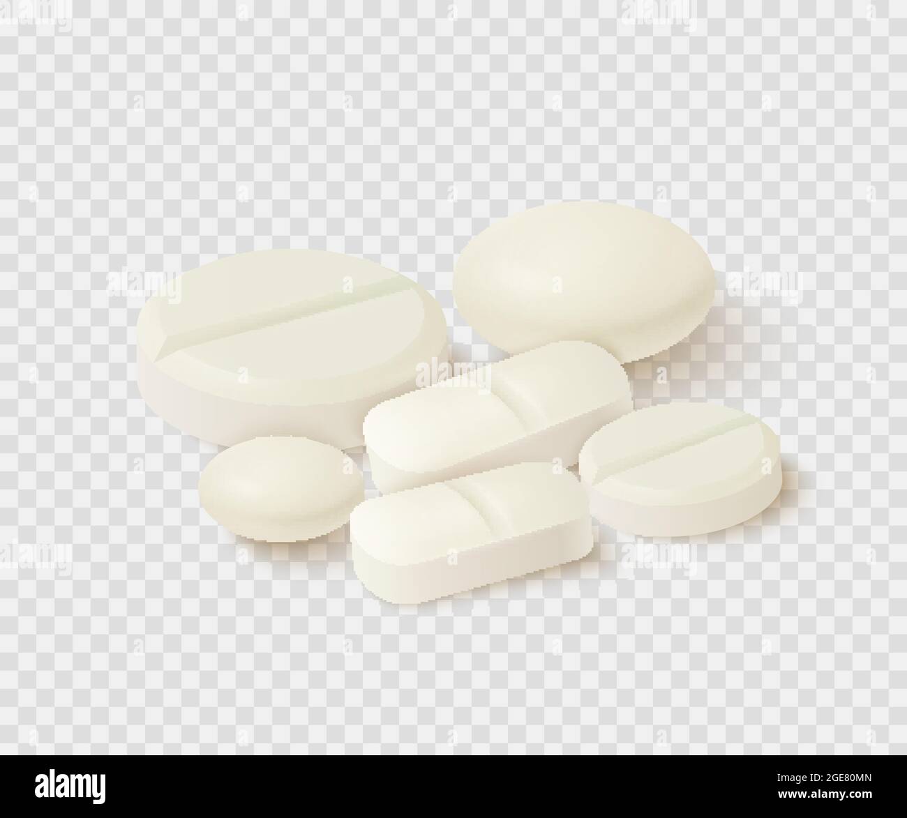 Collection of oval, round and capsule shaped tablets. Medicine and ...