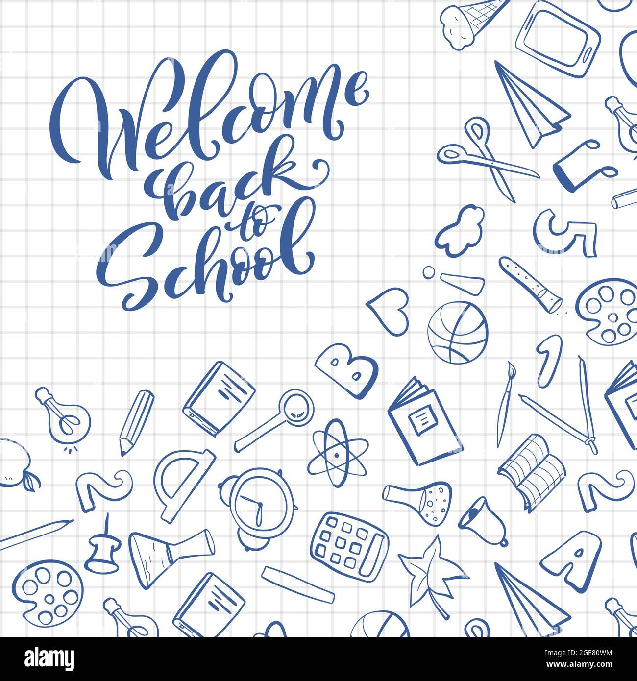 Design template for school theme. Realistic paper with handdrawn ...