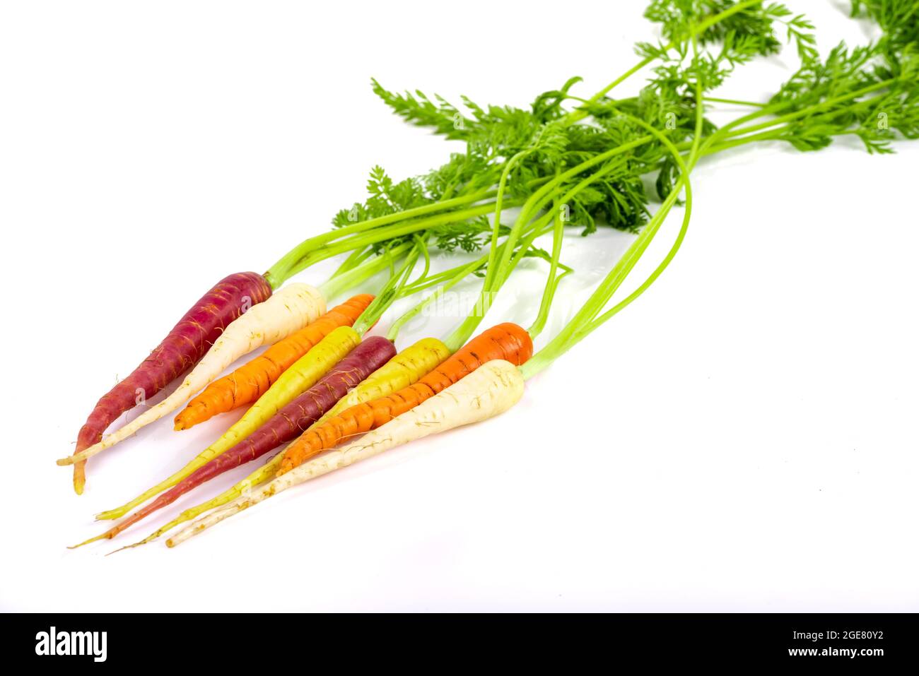 Bunch of fresh baby carrots isolated on white background Stock Photo ...