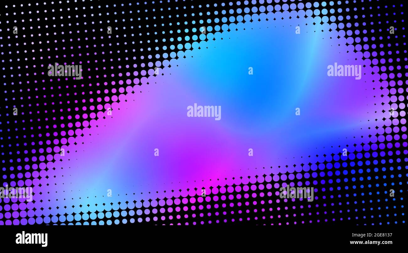 Black dotted frame with multicolored radiant bright gradient neon glow ...