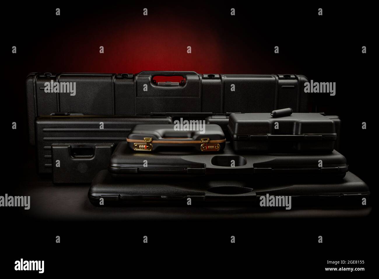 A variety of plastic cases for weapons. Strong containers for storing ...