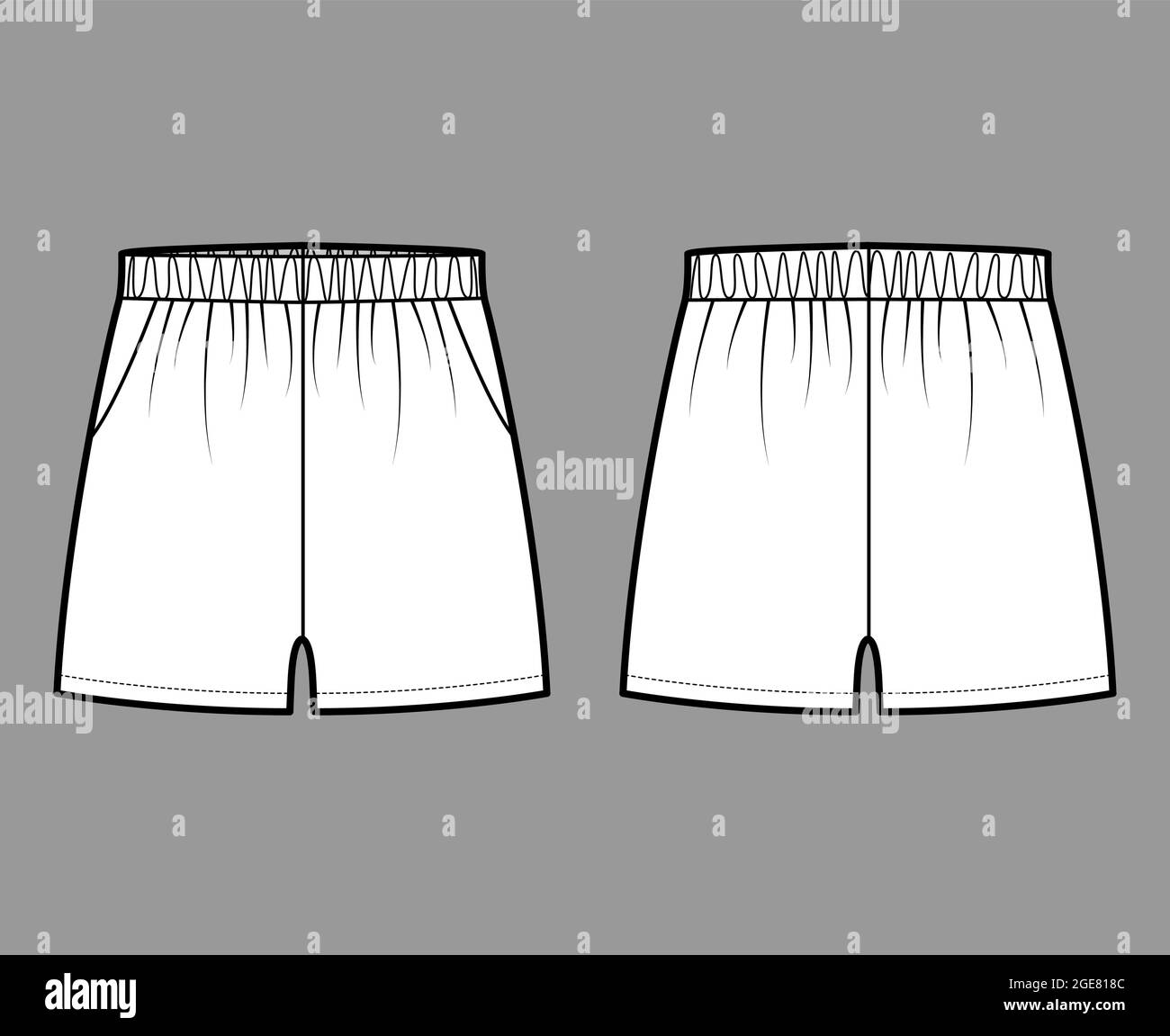 Sport training shorts Activewear technical fashion illustration with ...