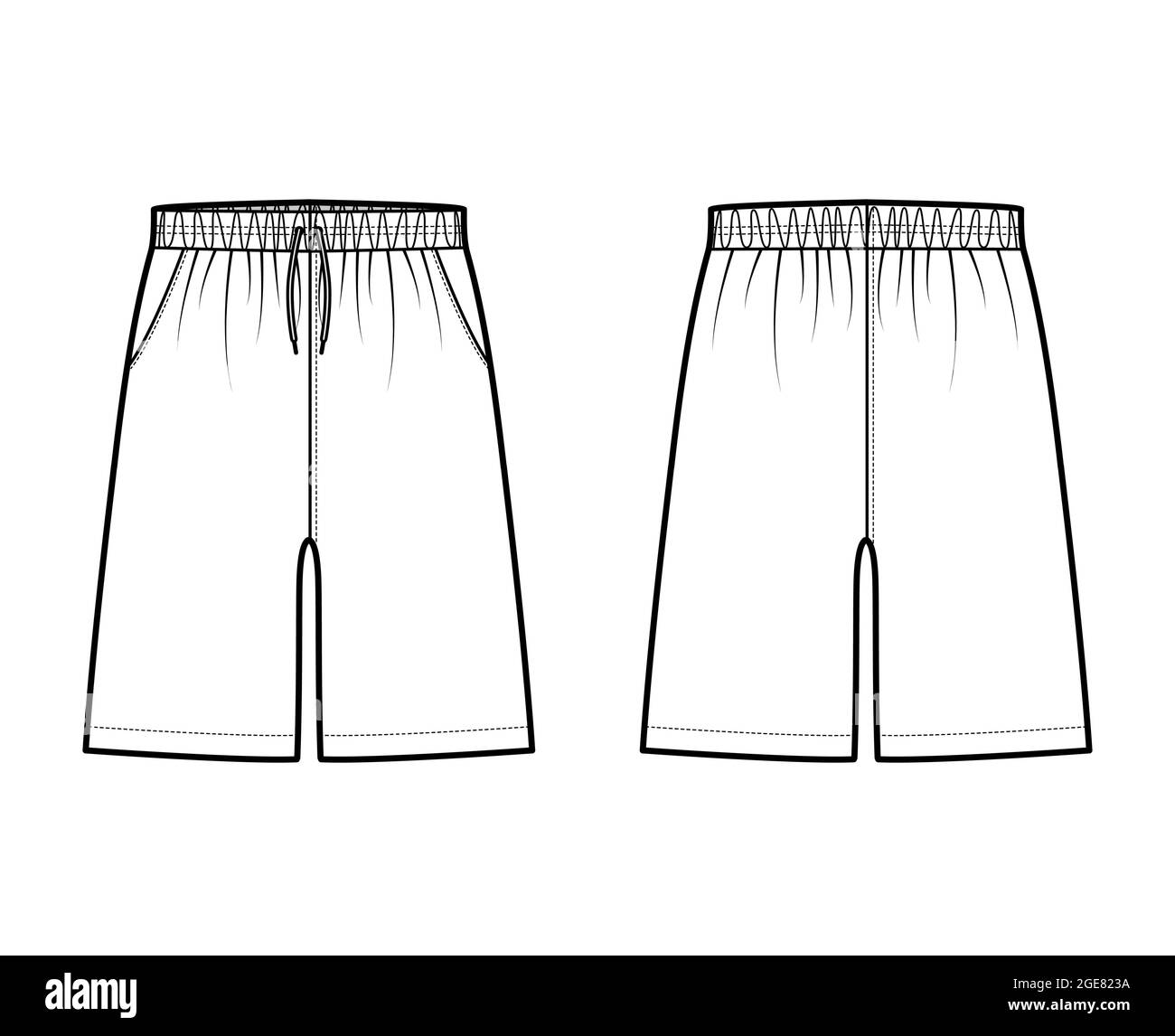 Shorts Sport training Bermuda Activewear technical fashion illustration ...