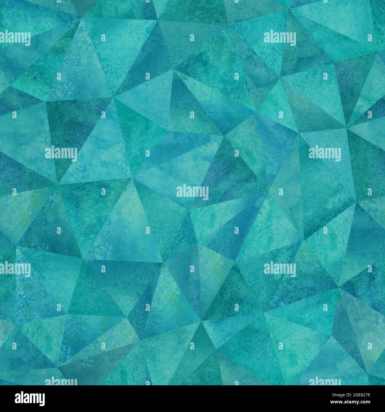 Abstract geometric triangles seamless pattern. Watercolor teal ...