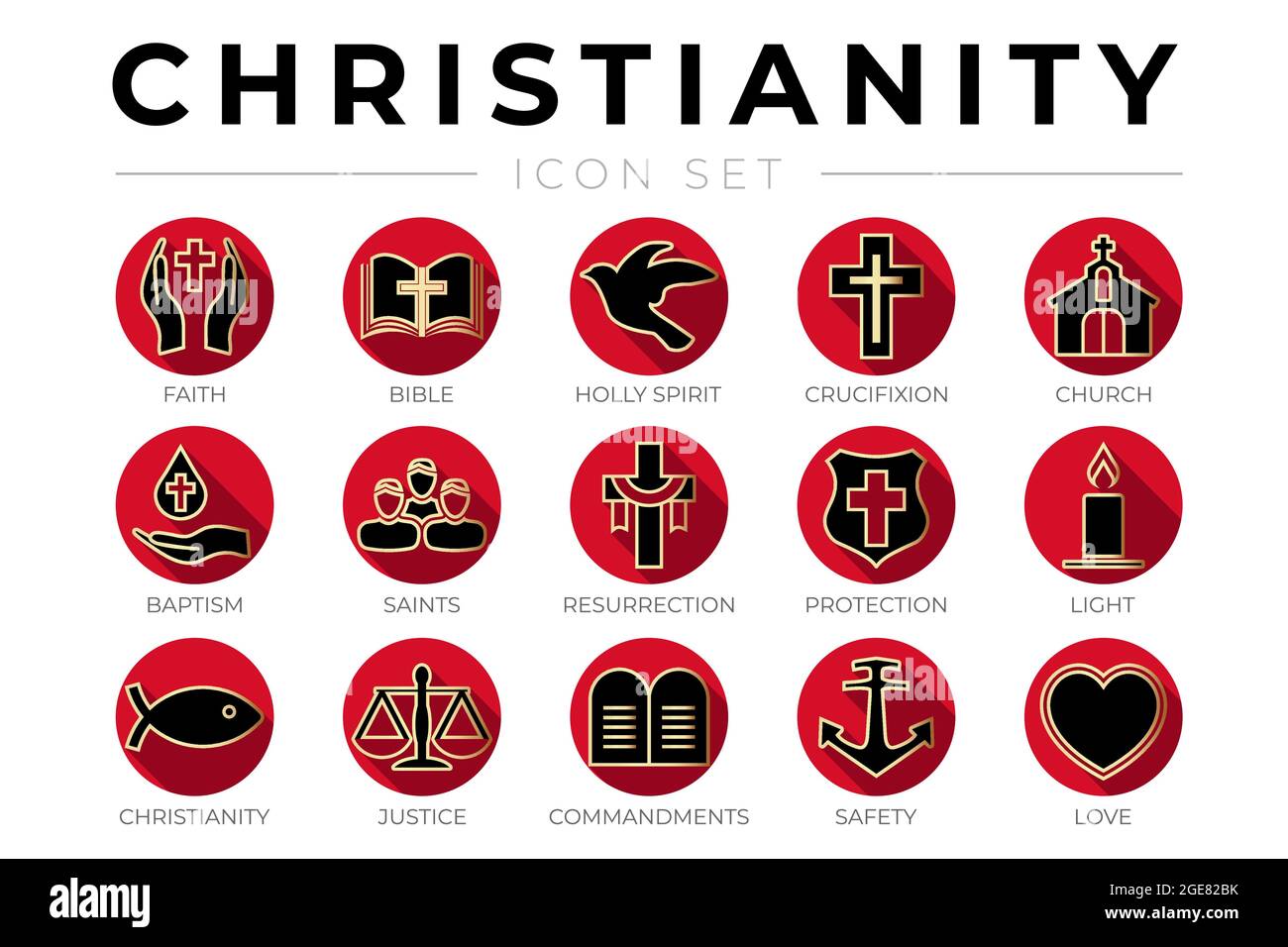 Red christianity icon set Cut Out Stock Images & Pictures - Alamy