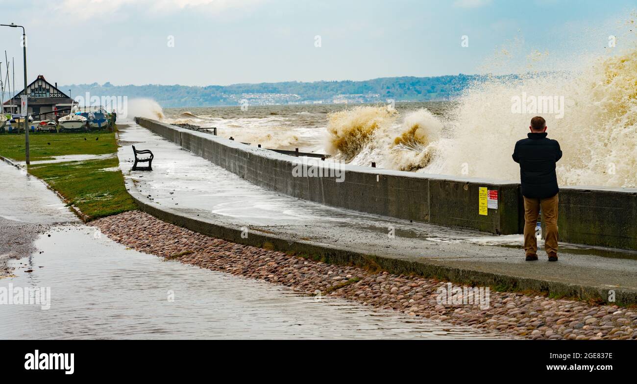 Llanfairfechan promenade on a stormy April day 2021. The Beach ...