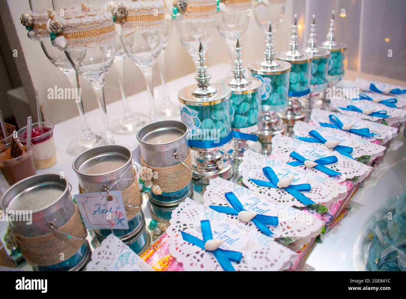 Birthday celebration decorated table with desserts Stock Photo - Alamy