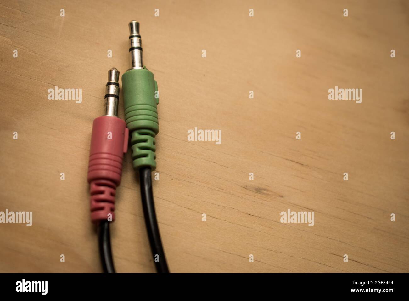 Closeup of audio cables on a table Stock Photo - Alamy