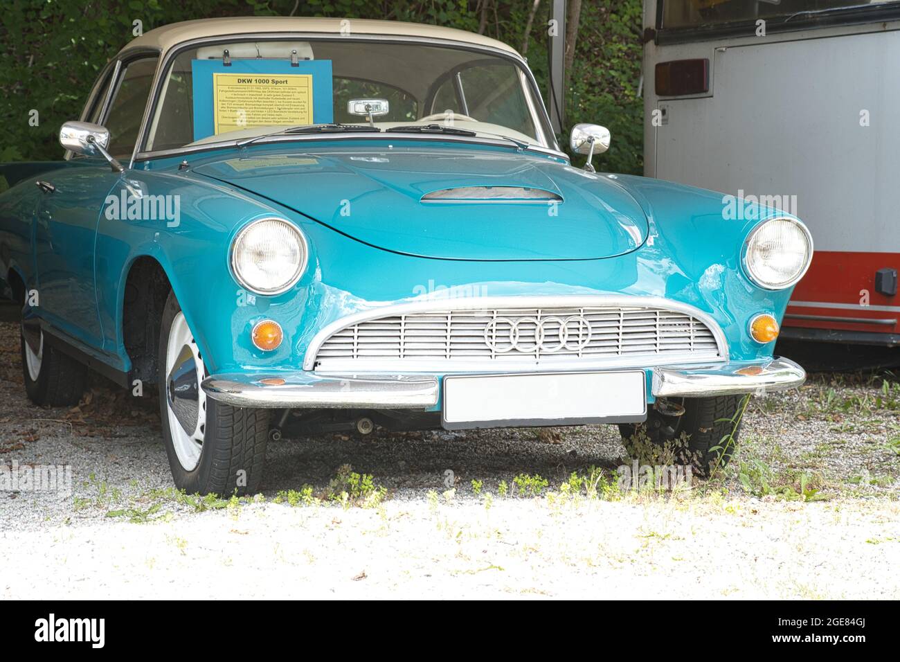 COLOGNE, GERMANY - Jul 25, 2021: The front section of a blue DKW from ...