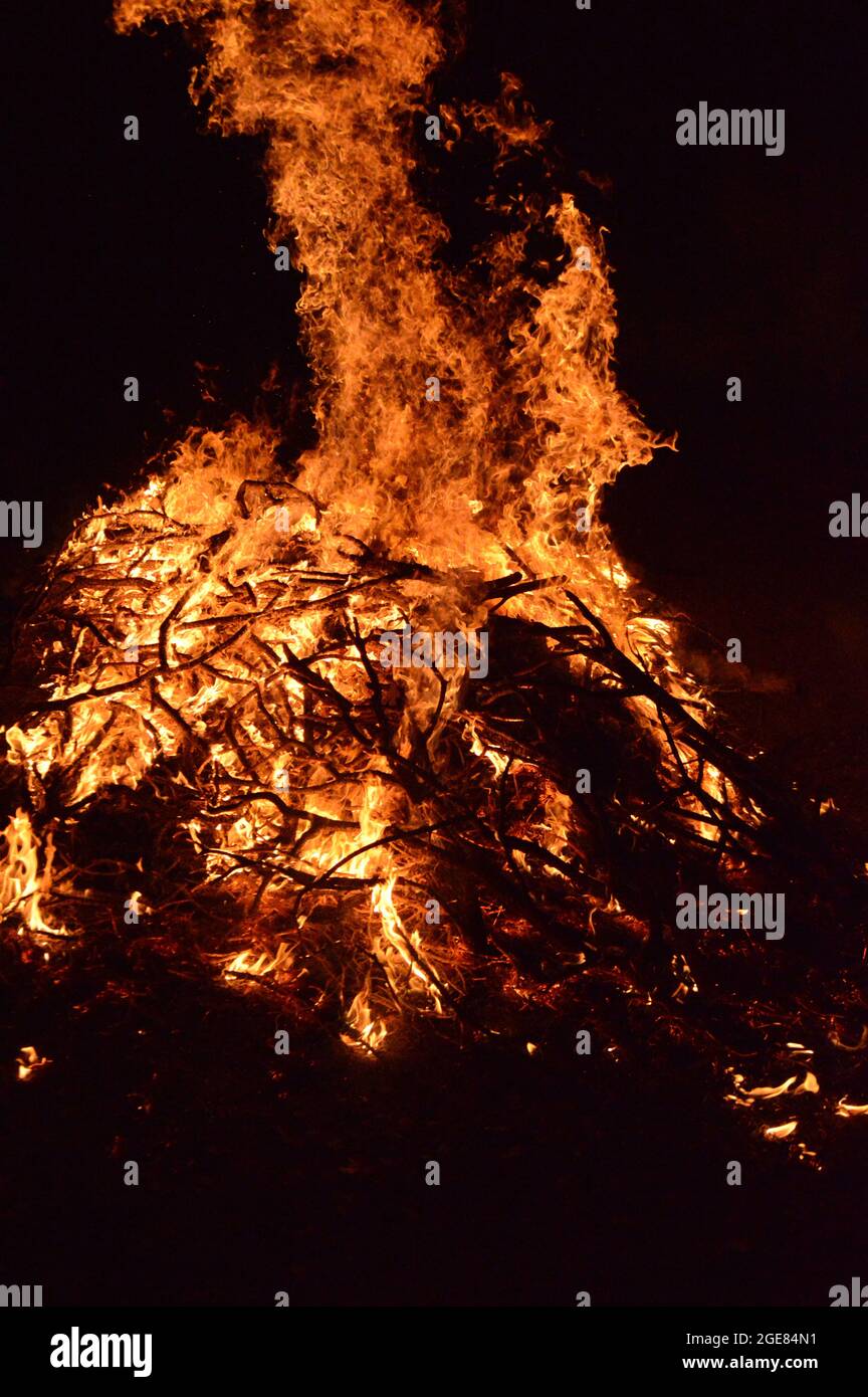 Closeup of fire flames in a darkness Stock Photo - Alamy