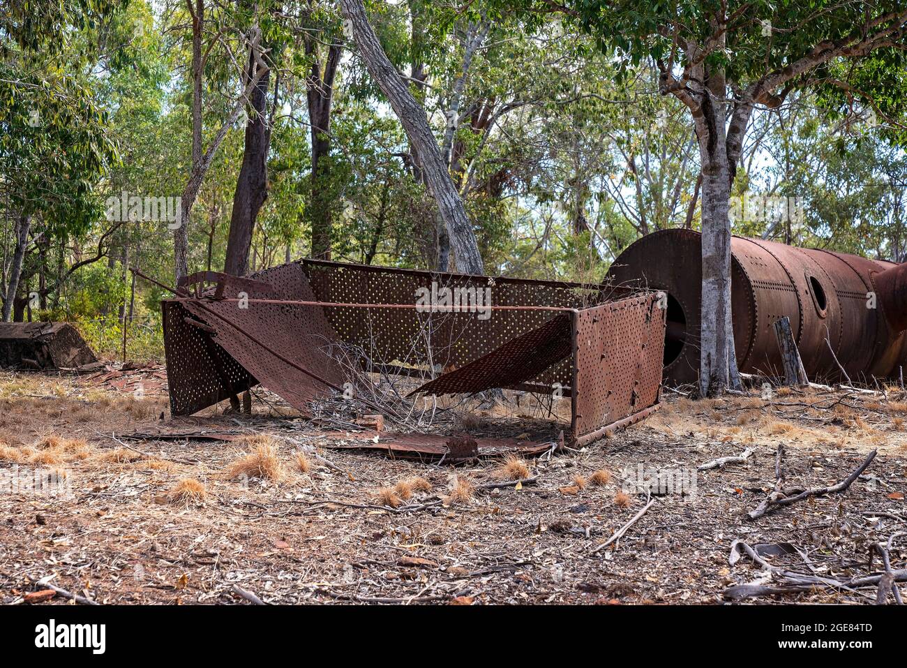 Rusted relics from an old abattoir on site many years ago, now left ...