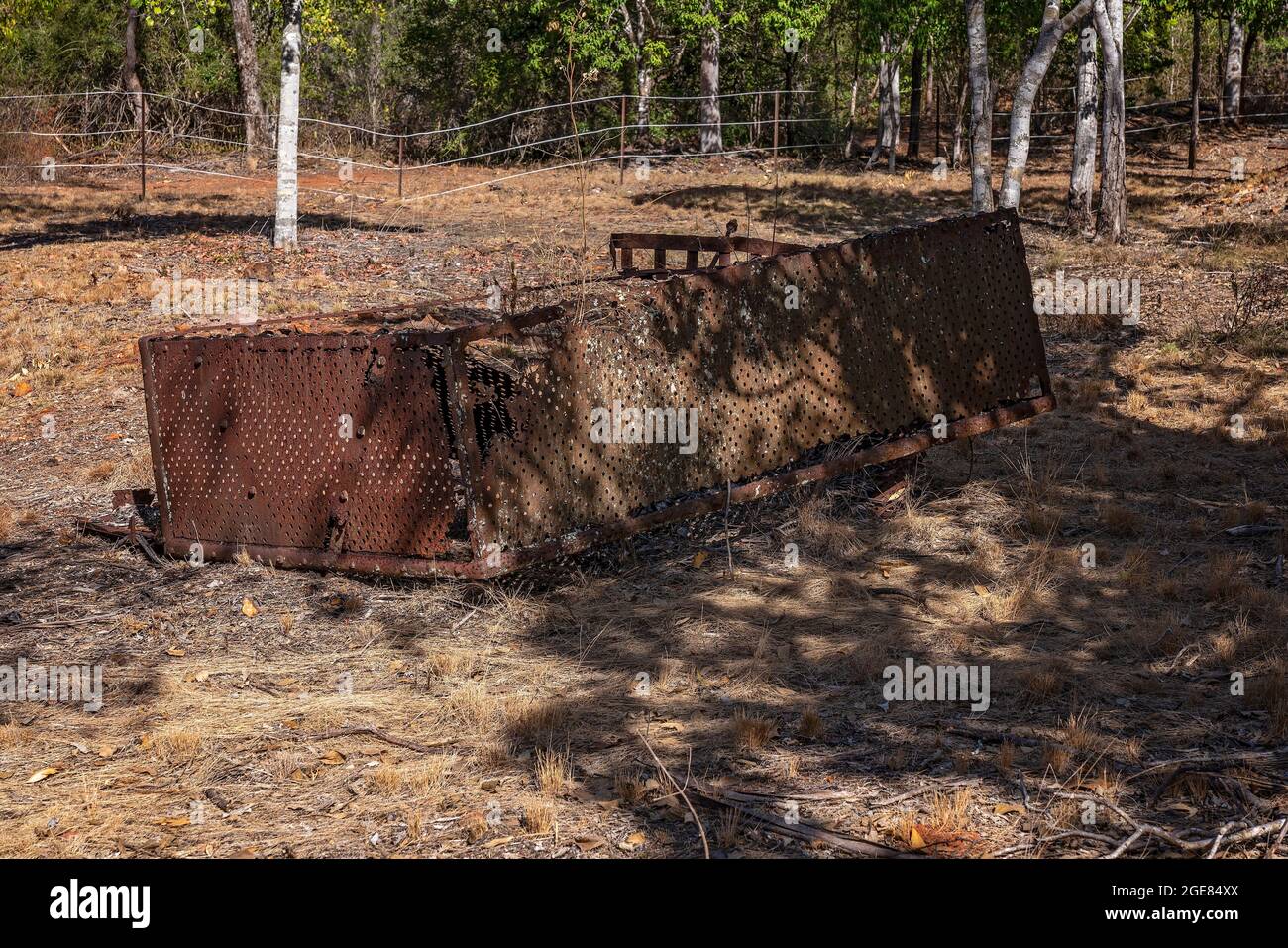 Rusted old relic left from an abattoir on this site many years ago, now ...