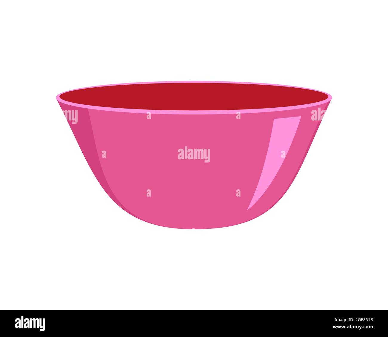 Pink empty plastic or ceramic bowl isolated on white background. Clean ...