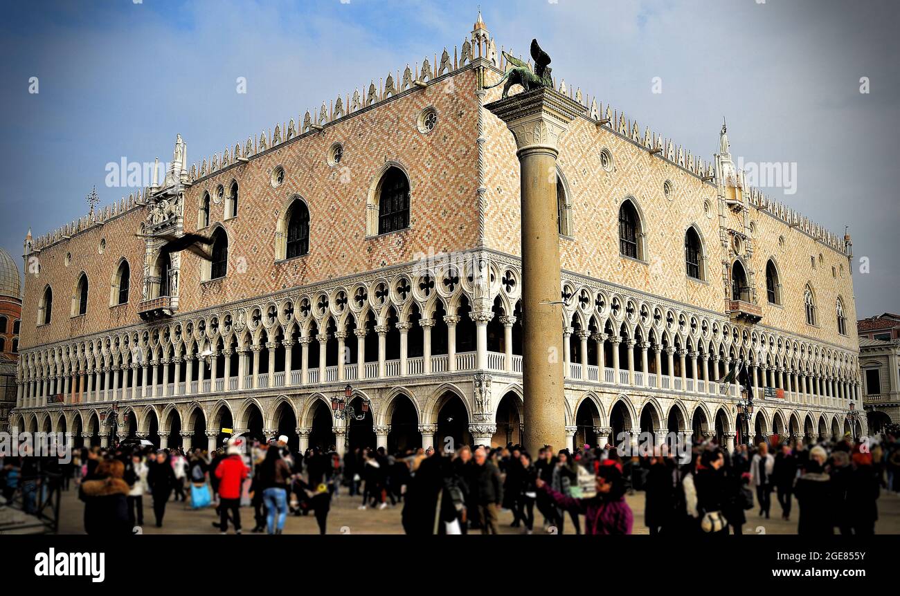 VENICE, ITALY - Feb 09, 2016: The Exterior view of the Doge's Palace ...