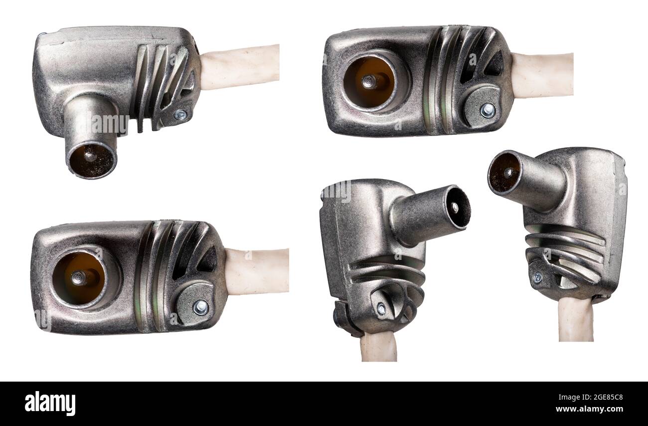 Angle antenna plug. Cables and connectors used to connect a household ...