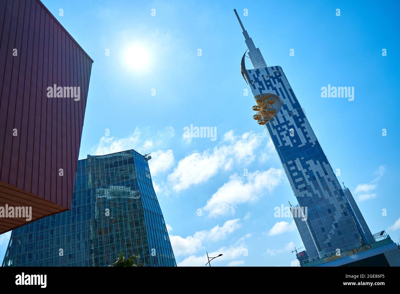 Modern architecture of Batumi. Skyscraper with a Ferris wheel. Tbilisi ...